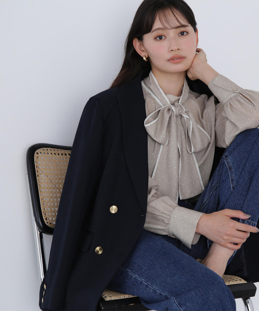 【大分トキハわさだ・mix.tokyo 限定カラー：ライトグリーンベース】ドットバイカラーボウタイブラウス | NATURAL BEAUTY BASIC（ナチュラルビューティーベーシック ...