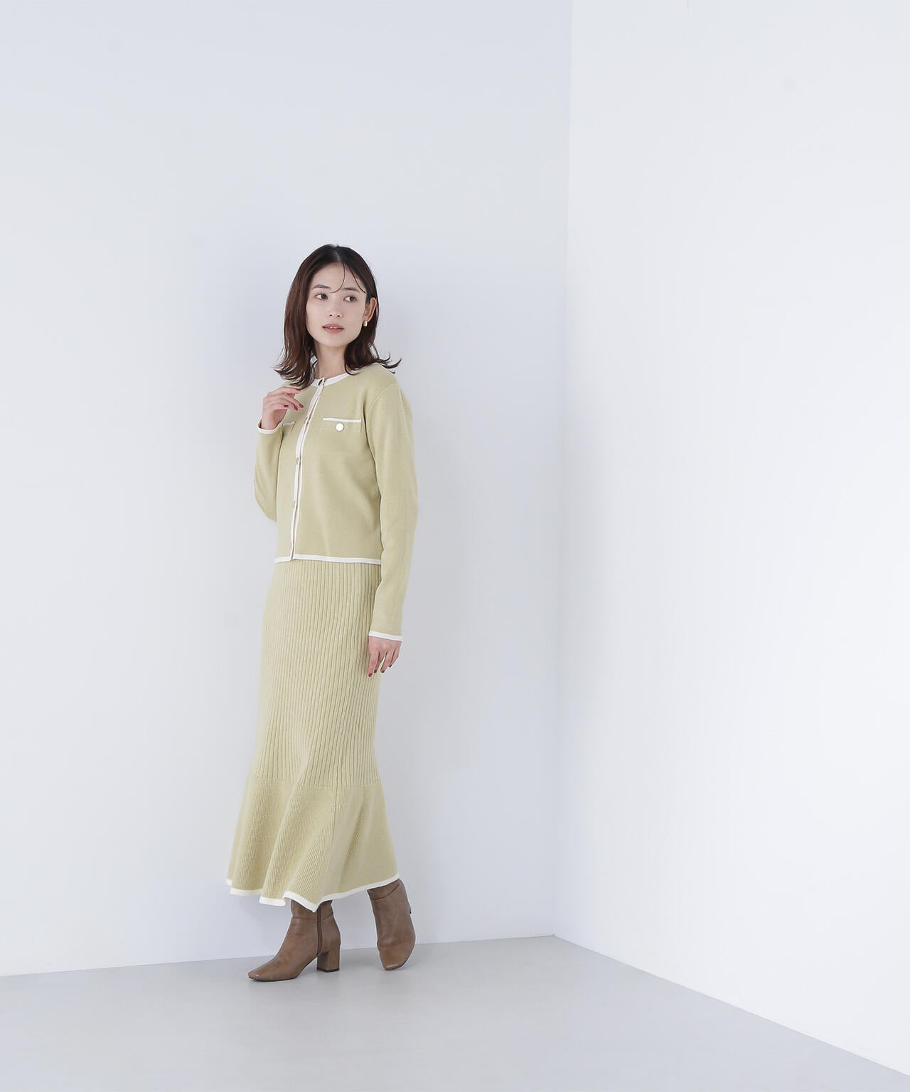 バイカラーニットジャケット＆スカート | NATURAL BEAUTY BASIC