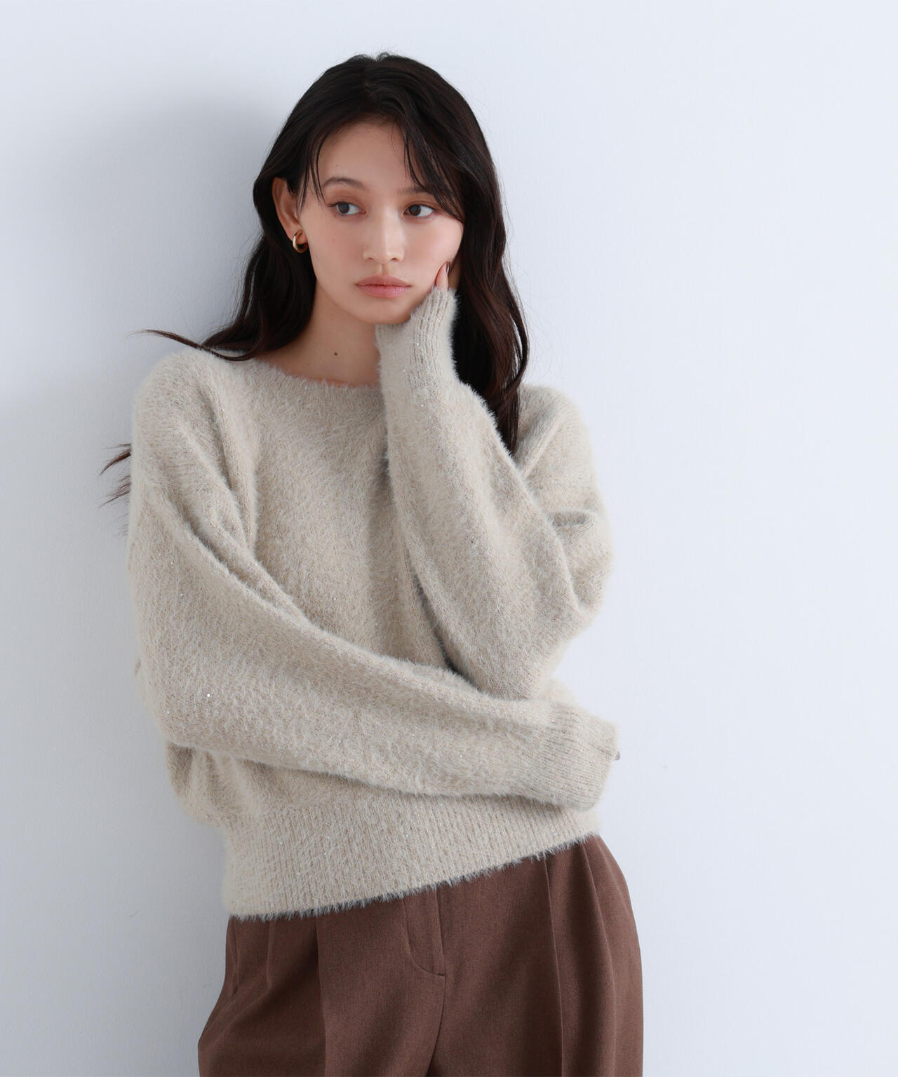 スパンコールフェザーニット | NATURAL BEAUTY BASIC（ナチュラル