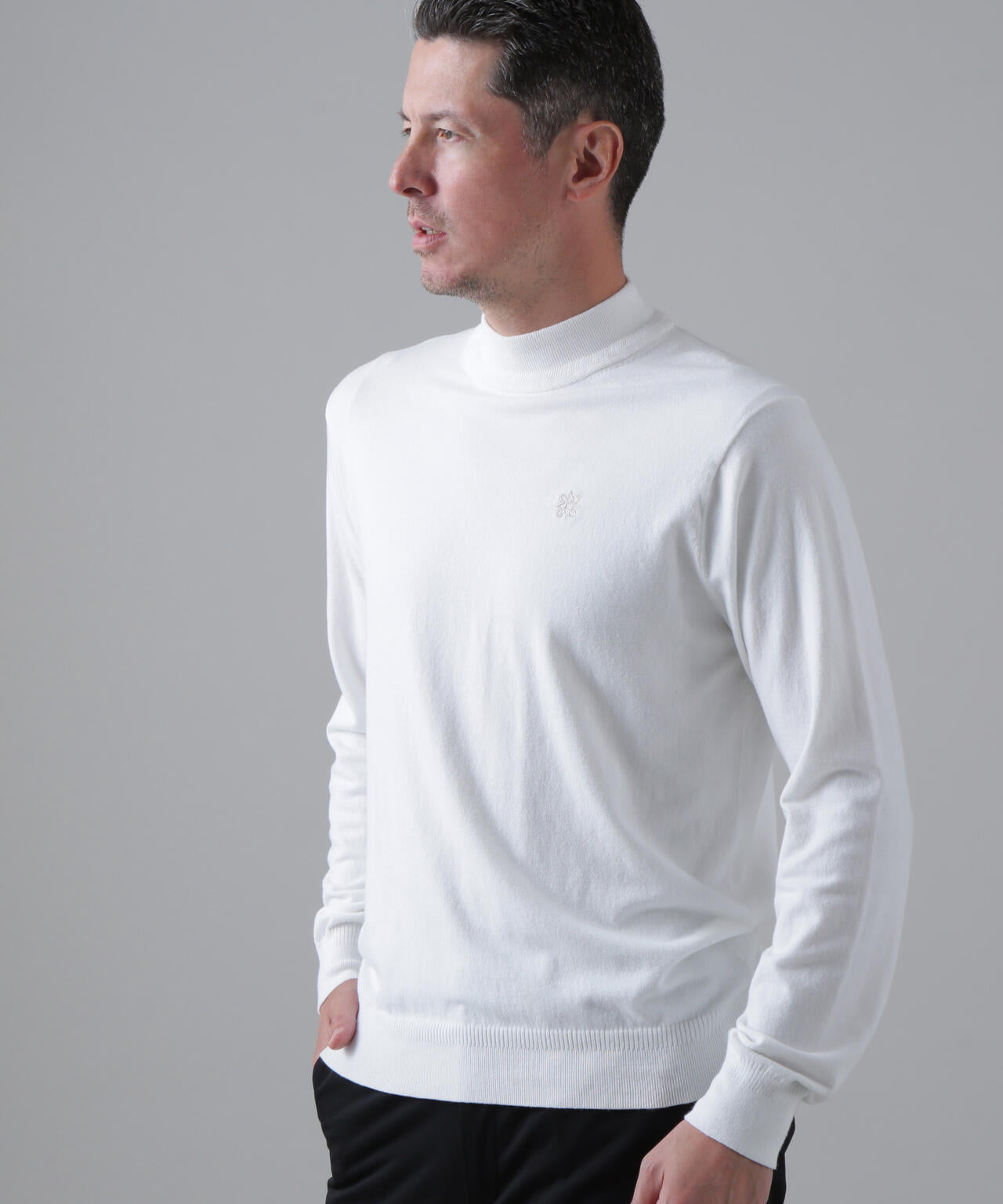 カシミヤタッチ天竺モックネックニットプルオーバー (MENS) | St