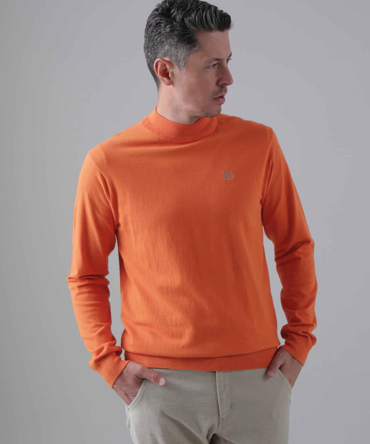 カシミヤタッチ天竺モックネックニットプルオーバー (MENS) | St