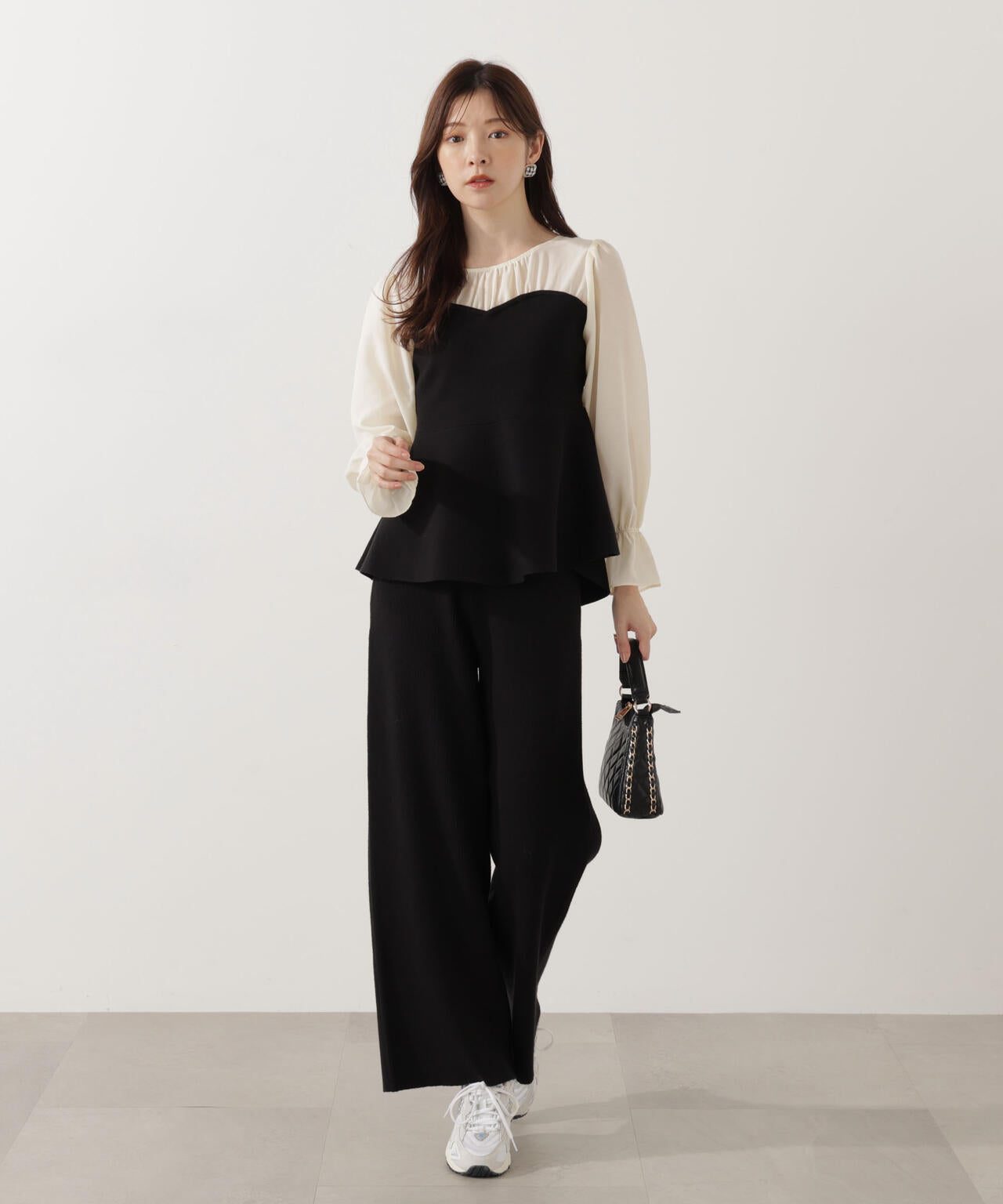 ウォッシャブル＞シアードッキングペプラムニットSETUP | PROPORTION