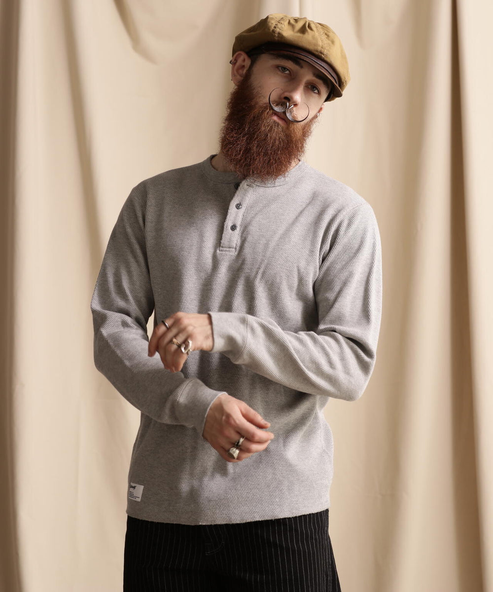 HONEYCOMB WAFFLE HENRY NECK T-SHIRT/ハニカムワッフル ヘンリーネック Tシャツ | Schott（ショット ...
