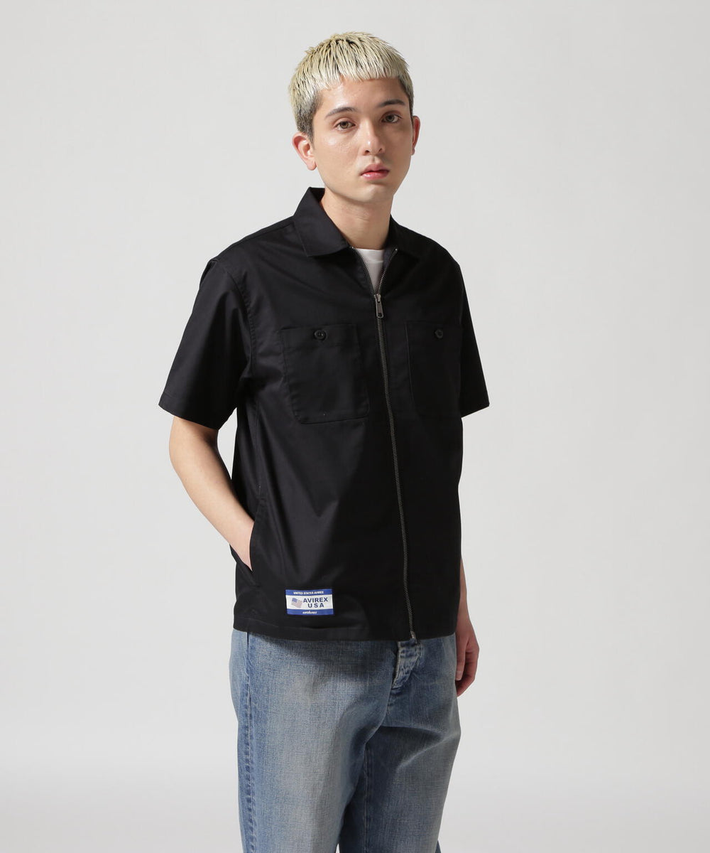 《WEB&DEPOT限定》S/S ZIP UP WORK SHIRT / ショートスリーブ ジップアップ ワークシャツ / AVIREX ...