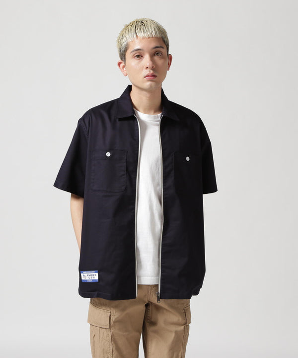 《WEB&DEPOT限定》S/S ZIP UP WORK SHIRT / ショートスリーブ ジップアップ ワークシャツ / AVIREX ...