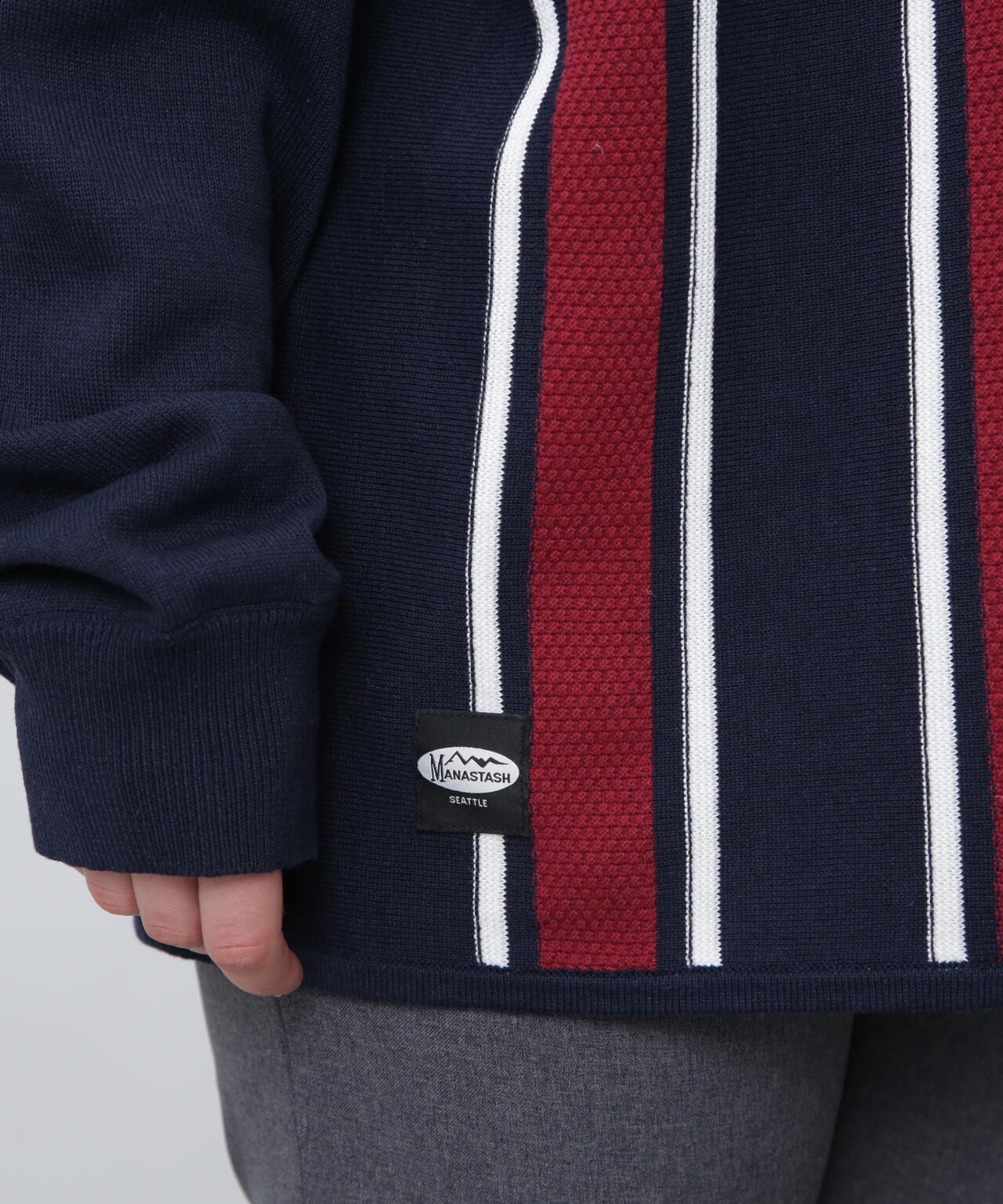 MANASTASH/マナスタッシュ/MCA STRIPE ZIP KNIT/ストライプジップ